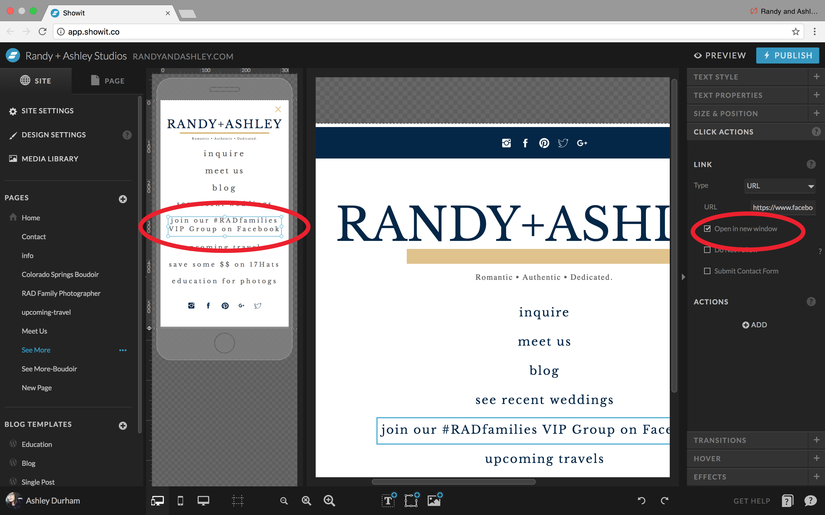 How to Make a Personalized Mobile Menu For Instagram Using Showit